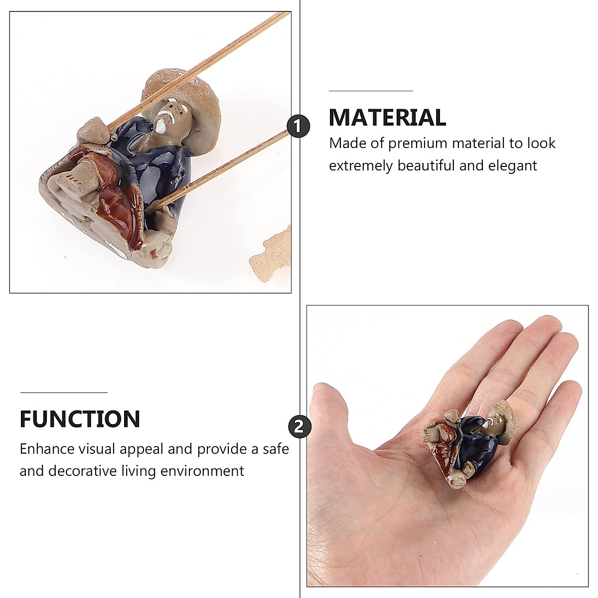 generic Ceramic Fisherman Figurine Miniature Fisherman Statue Bonsai Fisherman Figure Sand Table Fish Tank Fairy Garden Ornaments 3pcs