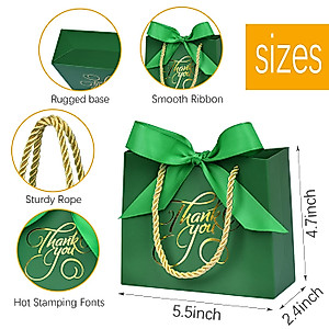 DECHISY 50Pack Small Thank You Bags with Handle Bulk,5.5x2.5x4.7Inch Thank You Gift Bags,Green Gift Bags with Handles,Party Favor Bags for Bridal Shower,Birthday Party,Baby Shower,Wedding