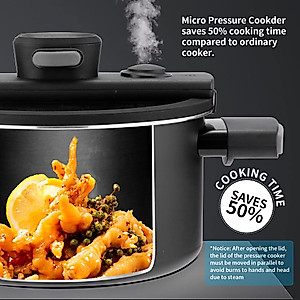 TONLEA 4 Quart Aluminum Pressure Cooker, Pressure Canner with One-hand Operating Glass Lid, 2-3 KPa Pressure Cooker Safer for Canning, Pressure Cookder Easy to Clean(Black, MPC-22-Black)