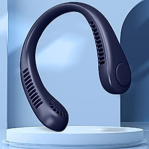 LOPECY-Sta Portable Neck Fan Rechargeable Bladeless Personal Fans for Your Neck for Travel Small Wearable 360° Cooling Necklace Fan 3 Speeds Handhold USB Quiet Neck Cooler for Outdoor Sports (Purple)