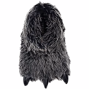 FEETMOJI Mens Slippers, Monster Claw Plush Slipper Full-Body, Solid Grey, Medium (Mens Size 7-9 / Womens Size 9-11)