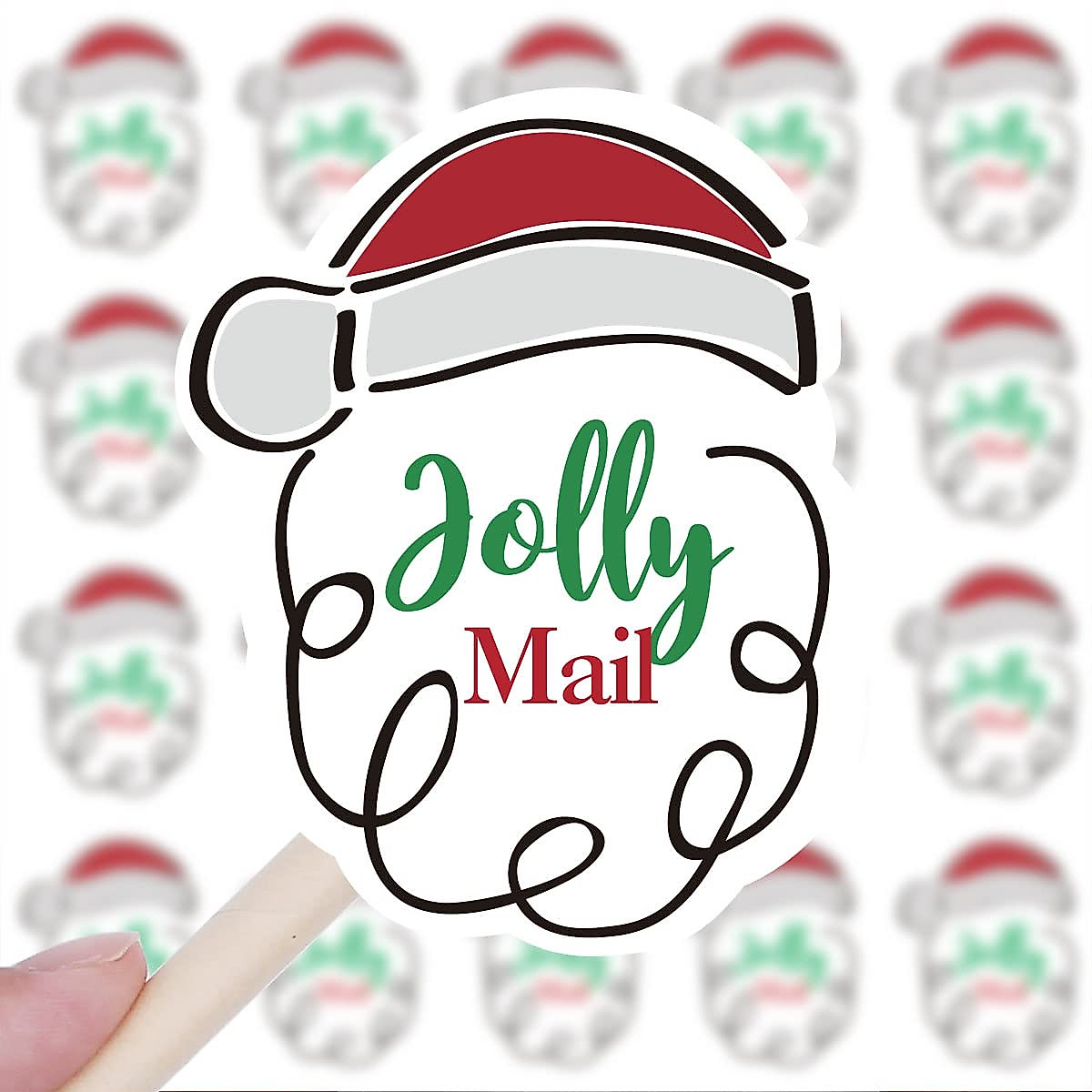 200 PCS Jolly Mail Cute Christmas Hat Stickers,Cute Small Business Envelopes Stickers for Business Packages/Handmade Goods/Bags,Christmas Theme Small Shop Business Stickers for Envelopes Seals