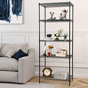 FDW Shelves,Wire Shelving Utility Storage Shelves Shelving Unit NSF Certified Height Adjustable Metal 5 Tier Shelves Easy Assembly 24" L x 14" W x 60" H,Black