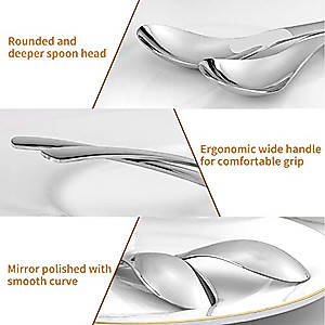Eisinly Thickened Soup Spoons, 6 Pieces High Grade 18/8 Stainless Steel Table Spoons 6.7 Inch, Kitchen Utensil Set of 6 Perfect for Soup Rice Tea Milk Coffee Dessert, Silver, Dishwasher Safe