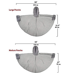 Dahlia Women's Winter Poncho Cape – Luxurious Faux Fur-Trimmed, Shed-Free, Silky Touch, Fleece-Lined Elegant Cloak, Black Large