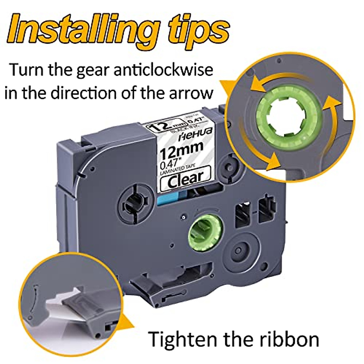 Hehua Tze Tz Tape 12mm 0.47 Laminated Tape Compatible for Brother Label Maker Tape TZe-231 TZe-131 for Ptouch PTD210 PTH110 PTD400 PTD600 ( Black on White/ Clear, 3+3 Pack )