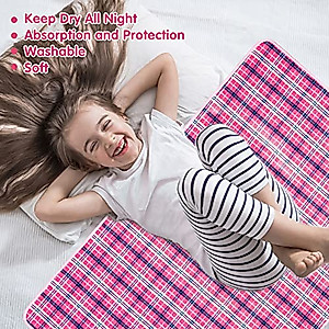 OUTCREATOR 2Pack Bed Pads for Incontinence Mattress Protector Anti-Slip Pads (54" x 34") for Toddlers Kids Pets Pee Pads and Machine Washable Absorbency and Leak Proof Edge(Pink)
