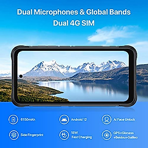 UMIDIGI Rugged Unlocked Cell Phones, Bison 2 PRO 8G+256GB, Rugged Smartphone with IP68 & IP69K, 6150mAh Mobile Phone, Android 12, NFC, 6.5" FHD, 48MP AI Triple Camera, Dual 4G, 18W, Type-C, GPS