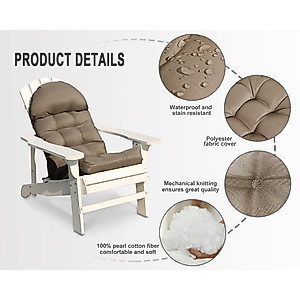 COSNUOSA 2 Pcs Rocking Chair Cushion High Back Adirondack Chair Cushion Waterproof Patio Cushions for Outdoor Furniture Khaki