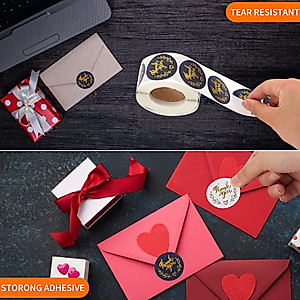 Thank You Stickers, 2 Rolls of 1000, 1.5 Inches in Diameter, Rose Gold Fonts, White/Blue Waterproof Thank You Stickers for Seal and Decorate Bags, Envelopes, Boxes, Greeting Cards, Gifts, Crafts