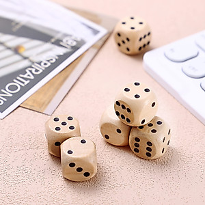 Toddmomy Wooden 6 Sided Dice Game Dice 10Pcs Wooden Dice 16mm Dice with Numbers 1- 6 Wooden Dice Set Party Favors for Table Games