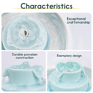 Lawfery Ceramic Cat Water Fountain, 2.1L/71oz Cat Fountain with 3 Carbon Filters and 2 Quiet Pumps, Cupcake Pet Water Dispenser for Cats and Dogs (Light Blue)