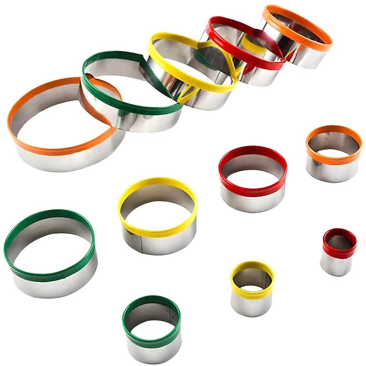 Round Cookie Biscuit Cutter Set,12 PCS Stainless Steel Cookie Cutter Set, Pastry Cutters in Graduated Sizes for Donut and Scone, Circle Cutter Cake Ring Molds