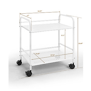 SunnyPoint Minimalist Style Utility Rolling Shelf Cart (WHT)
