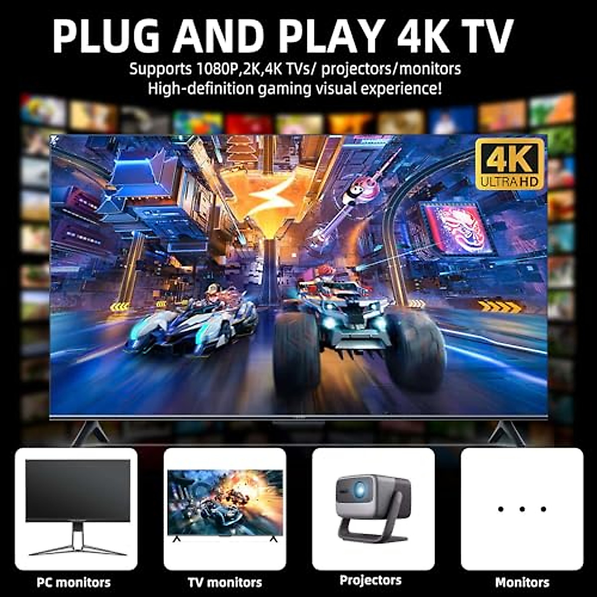 BADGOAL 2025 New Retro Game Console, Nostalgia Gaming Stick, Classic Video Games with 4K HDMI, 20,000+ Games and 23 Emulators, Upgraded Dual 2.4G Wireless Controllers 64GB