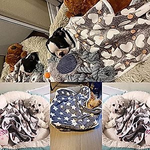 1 Pack 3 Puppy Blankets Super Soft Warm Sleep Mat Grey Cute Print Blanket Fluffy Fleece Pet Blanket Flannel Throw Dog Blankets for Small Dogs Puppy Dogs Fluffy Cats,Star&Bone&Love-Small(23"x15")