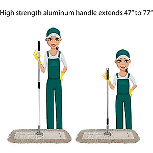 Ultimate Dust Mop Kit: Industrial-Grade Performance, Heavy-Duty Frame, Telescopic Handle - White 18 Inch