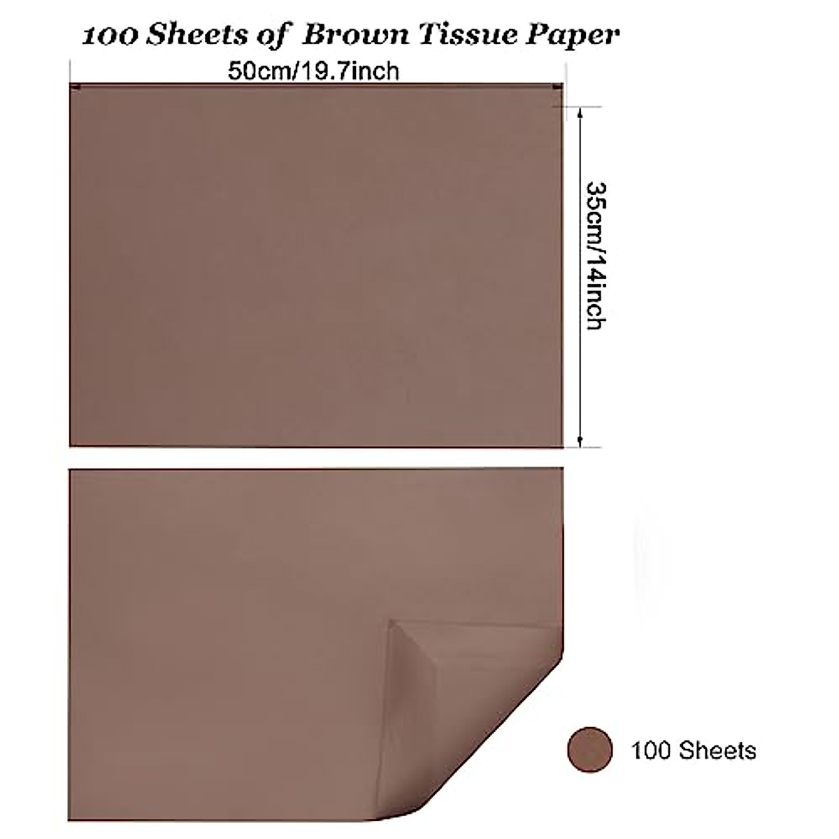 Undemouc Brown Tissue Paper 100 Sheets Tissue Paper Bulk for Bags 20x14 Inches Wrapping Tissue Paper for DIY Crafts Birthday Wedding Holiday Christmas Party Decor