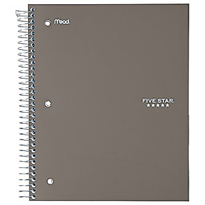 Five Star Spiral Notebooks, 3 Subject, Wide Ruled Paper, 150 Sheets, 10-1/2" x 8", Assorted Colors, 6 Pack (73449)