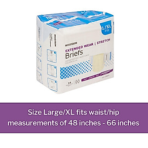 McKesson Extended Wear Stretch Briefs, Incontinence, Maximum Absorbency, Large, 14 Count, 4 Packs, 56 Total