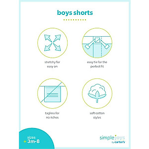 Simple Joys by Carter's Baby Boys' Multi-Pack Knit Shorts, Navy Heather/Charcoal Heather/Grey, 18 Months