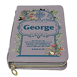 9.6x6.6 Inch Personalized Bible Cover, Custom Bible Cover – Personalized Leatherette Bible Cover and Carrying Case with Handle, Womens Bible Case (Gray (Design 1))