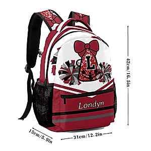 Zaaprint Custom Red Black Cheer Cheerleaders Waterproof Backpack Bookbag with Name for Birthday Holiday Gift