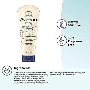Aveeno Baby Soothing Hydration Creamy Oil for Dry and Sensitive Skin, Fragrance- and Steroid-Free, 8 Fl Oz