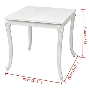 vidaXL Dining Table 45.7" High Gloss White Dinner Table Home Kitchen Desk