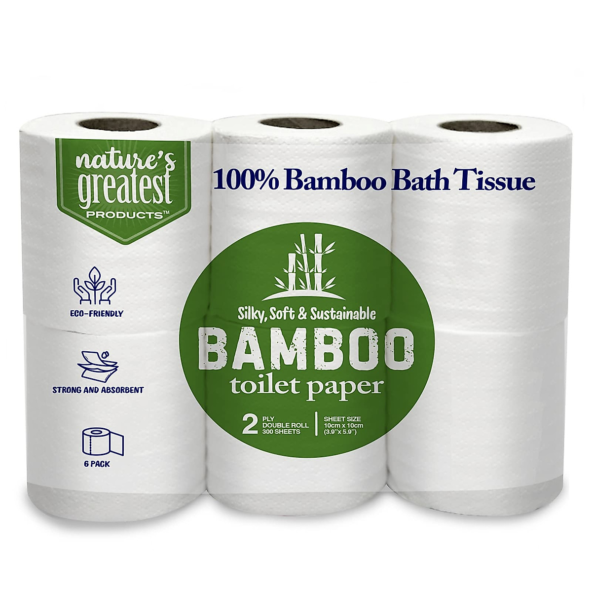 Nature's Greatest Foods - Toilet Paper, 6-Roll Pack, 2-Ply Tree-Free Soft and Silky Bathroom Tissue, Sustainable Packaging - Ideal for Eco-Conscious Consumers
