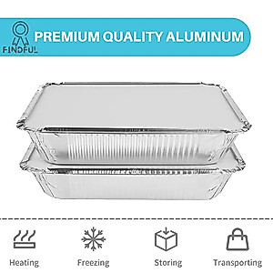 Aluminum Pans with Lids (50-Pack, 8.5"×6") 2.25 LB Capacity Foil Food Containers with Lids - 50 Pans and 50 Cardboard Covers - Disposable Tin Foil Pans - for Baking, Meal Prep and Freezer, Takeout