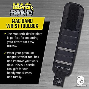 Mob Armor Mag Band Magnetic Wrist Tool Holder - Magnetic Wristband for Holding Screws, Nails, Fasteners, and More, Magnetic Wristband for Mechanic, Handyman, Electrician, Tech Geek, 13" x 3.25"