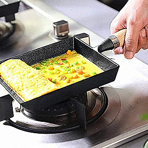 JKLove Cast Iron Skillet Nonstick Tamagoyaki Pan Grill Pan Japanese Omelette Egg Pan Pancake Pan Square Frying Pan Non-stick Coating Cast Iron Skillet Rectangle Small Grill Tamagoyaki Pan