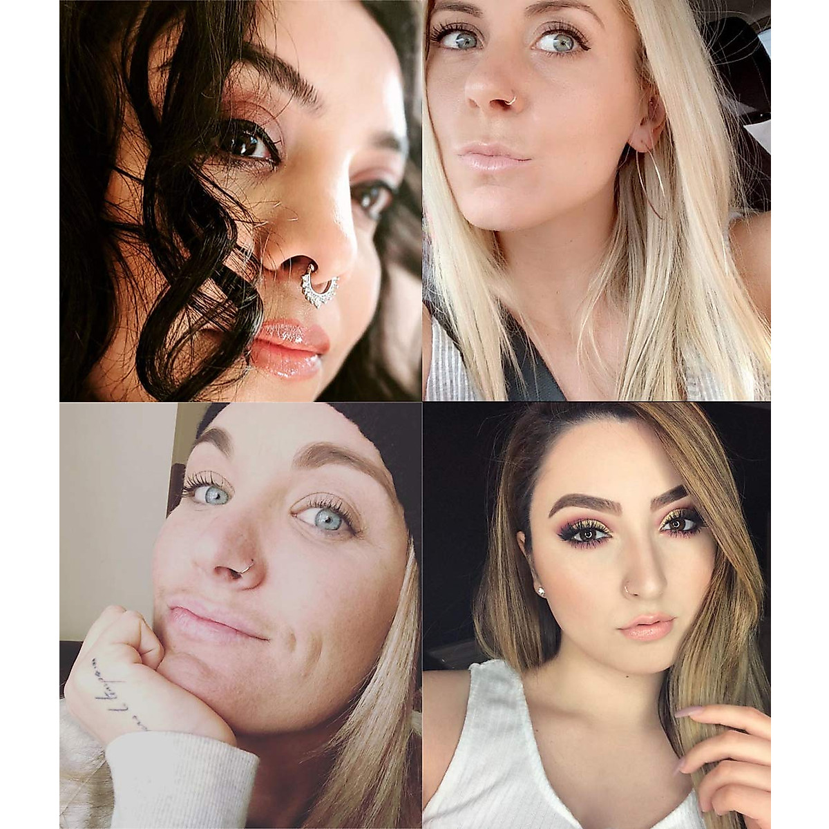 YOVORO 25Pcs Stainless Steel Fake Nose Ring Hoop for Men Women Faux Lip Ear Septum Ring Non-Pierced Body Jewelry XK