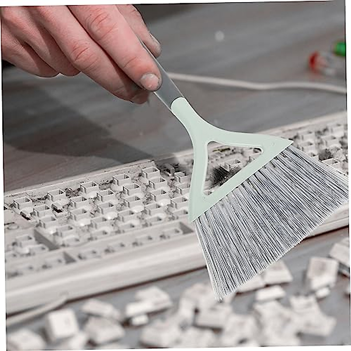 PLAFOPE 1 Set Broom Dustpan Keyboard Cleaning Brush Mini Hand Broom and Dustpan Table Cleaning Tool Mini Broom Home Cleaning Accessory Mini Cleaning Broom Cleaning Kit Plastic Green