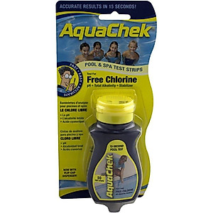 AquaChek Yellow 4-Way Pool and Spa Test Strips - 50 Yellow Test Strips - Swimming Pool Test Strips For pH, Free Chlorine, Total Alkalinity, and Cyanuric Acid - Quick and Accurate Results - Testing Kit