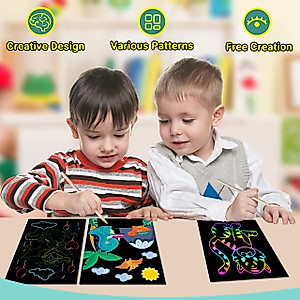 pigipigi Rainbow Scratch Set for Boys: 2 Style Scratch Paper Art Doodle Project Kits Color Crafts Art Supplies DIY Boards Best Birthday Christmas for Children 3 4 5 6 7 8 9 10 11 12 Years Old