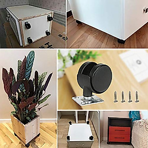 ShineIn Black Plastic 1.5 inch Plate Casters Furniture Wheels Replacement Set of 4 with 16 Screws