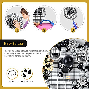 MCPINKY 6PCS Disco Ball Ballons, 25" Disco Foil Ballons Aluminum Helium Balloons Large Metallic Balloons for 80s 90s Dance Party Birthday Wedding