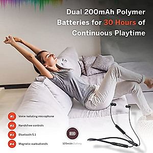 Gypsy by Carlos Santana, Around The Neck Bluetooth Headphones with 14mm Drivers for Crisp and Clear Sound Quality, 28 HRS Playtime Bluetooth Earbuds with Remote, Built-in Mic, and Magnetic Ear Tips