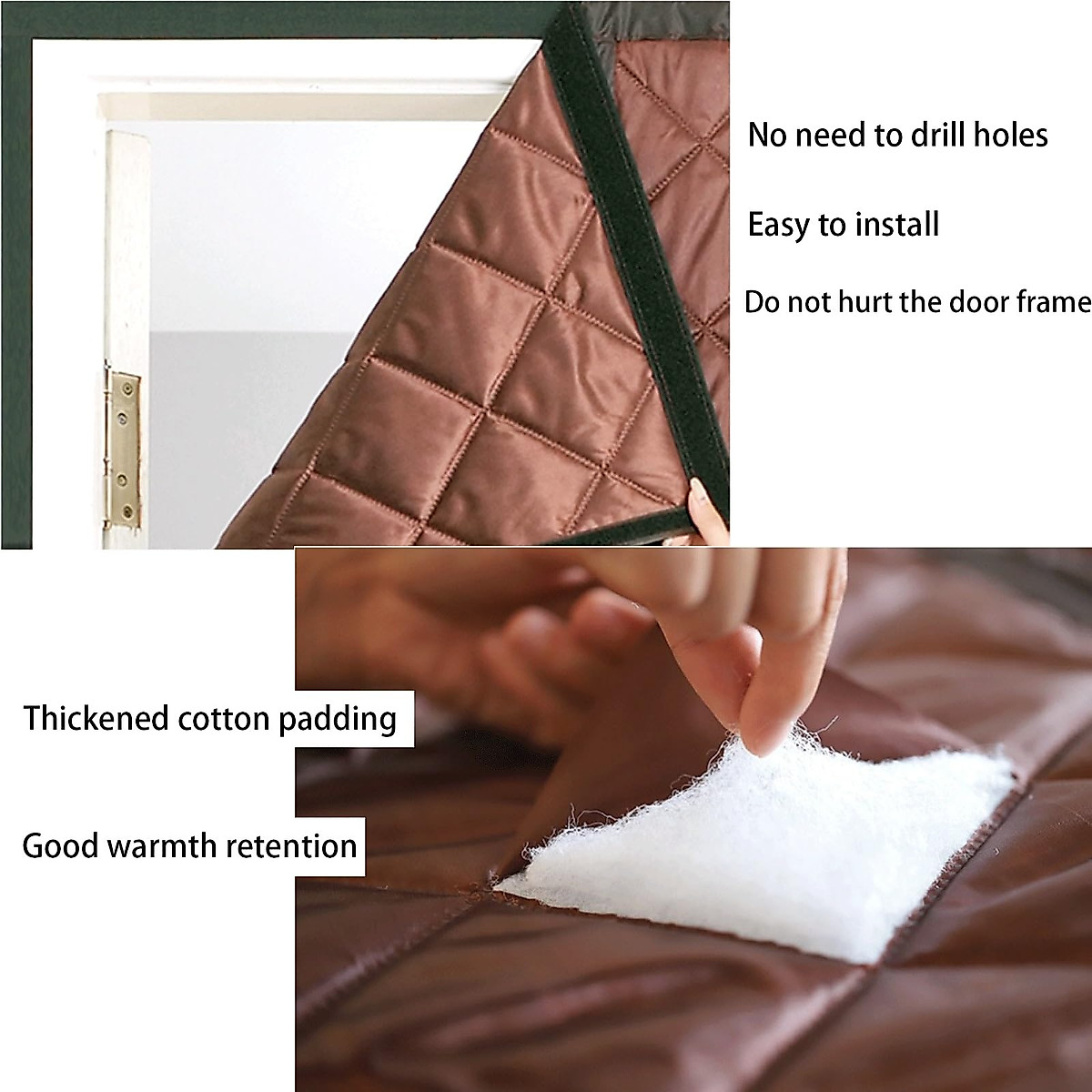 Magnetic Thermal Insulated Door Curtain, Winter Cotton Door Curtain Weatherproof, Door Soundproofing Insulation Cold Protection for Keeping Warm in Winter, for Living Room Garage Front Door Patio ( Co