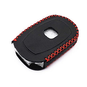 WFMJ Leather 4 5 Buttons Smart Remote Key Fob Case Cover Chain for 2022 2023 Honda Civic Hatchback Accord HR-V (Black,5 buttons)