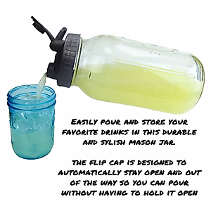 Ckuakiwu Mason Jar Lids, 4pcs 2.76inch Leak-Proof Flip Mason Jar Lid, Regular Mouth Mason Jar Pour Spout Lids, Easy Pouring Spout Lids for Kitchen (Black+Gray)