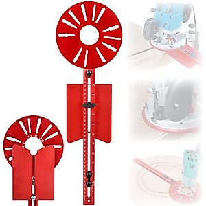 New Universal Router Circle Cutting Jig For Straight Or Cylindrical Edges, Aluminum Router Jig For Cutting/Routing Circles, Router Guide For Woodworking Edging Projects(Red)
