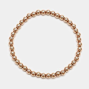 14k Gold Filled Beaded Ball Bracelet, 4mm, Dainty Layering Jewelry, Stacking Stretch Bracelets (6)