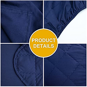 FLXXIE 4 Pieces Microfiber Toddler Bedding Set, Super Soft and Breathable Crib Sheet Set, Includes Quilted Comforter, Flat Top Sheet, Fitted Sheet, Envelope Pillow Case for Boys and Girls, Navy Blue