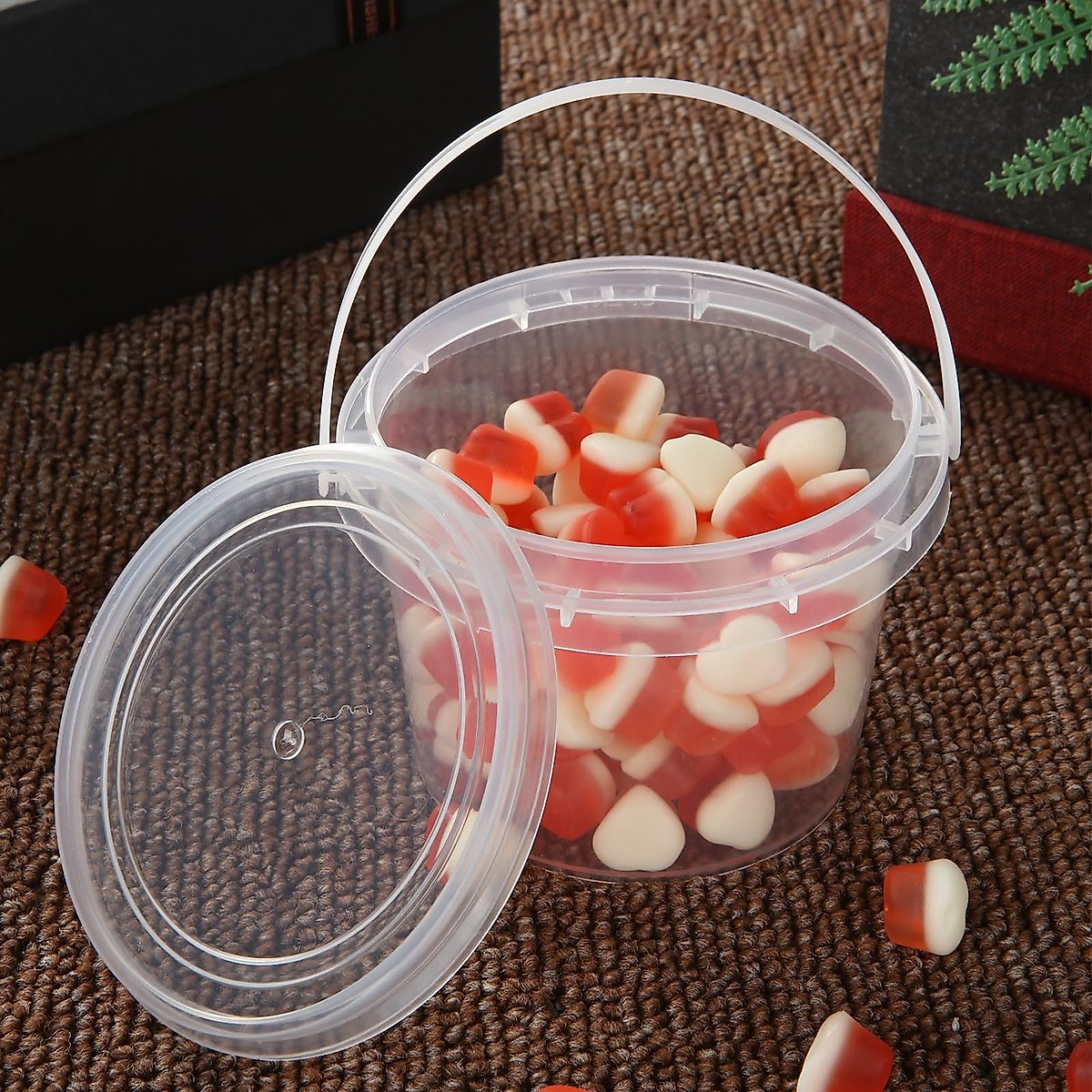 LOYORTY 18 PCS 67.6 oz Slime Containers with Lids and Handles, Plastic 2000ml Storage Bucket Containers, Clear Slime Storage Case for Slime DIY Art Craft, Pigment, Small Tools, Part Material