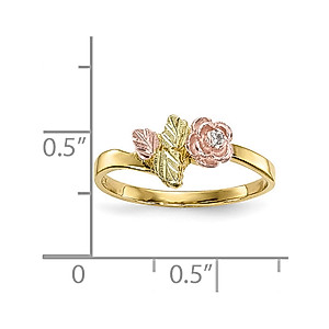 10K Yellow Gold Tri-Color Black Hills Diamond Rose Ring - Jewelry By Sweet Pea