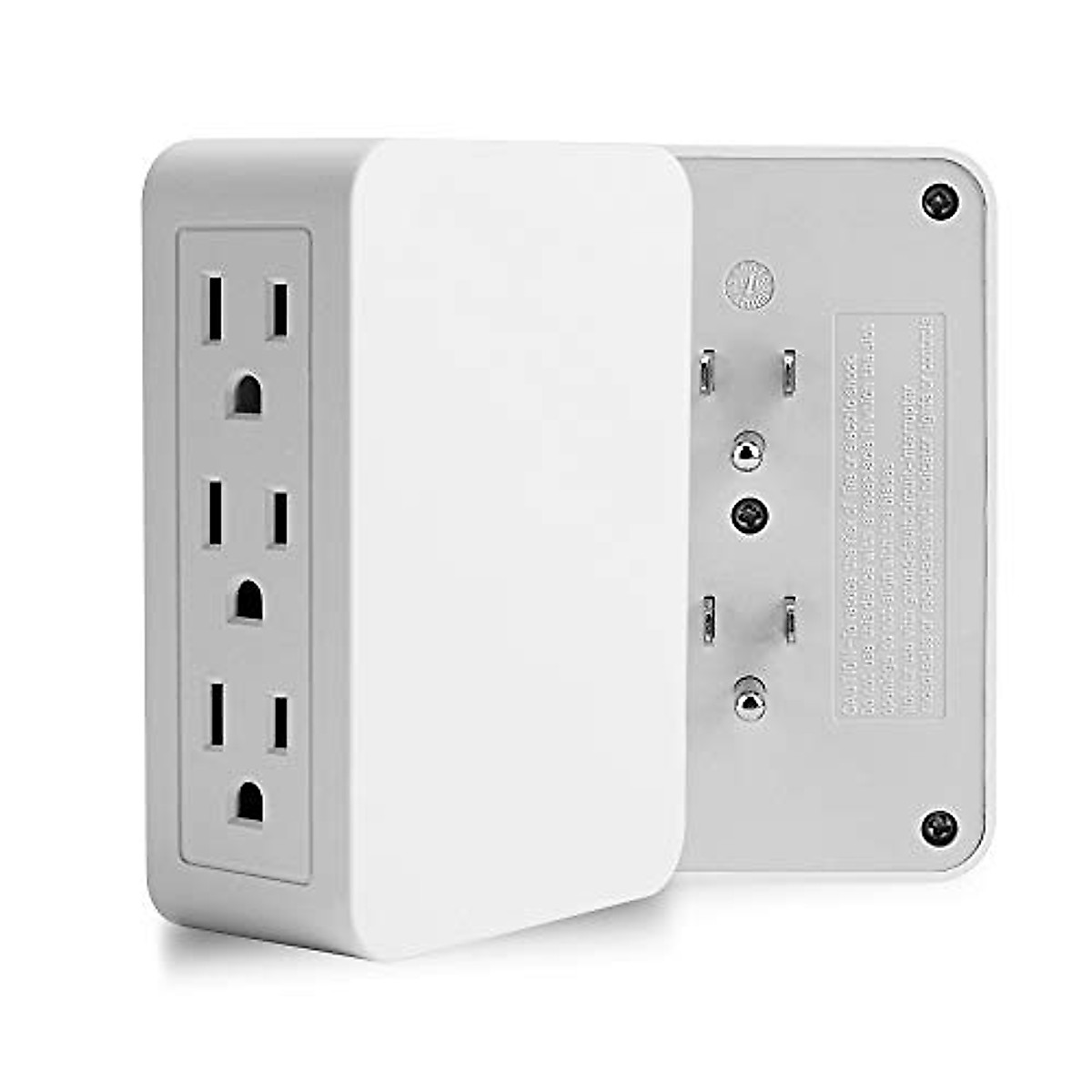 Plug in Outlet Extender,6 Grounded Outlet to The Side,Wall tap Side Access Adapter,Electrical Wall Plug,UL Listed,2 Pack