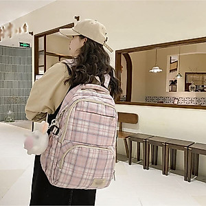 DINGZZ Women Plaid Backpack Large Capacity School Backpack Teenager Girl Lattice Travel Backpack (Color : D, Size : 31 * 14 * 44CM)